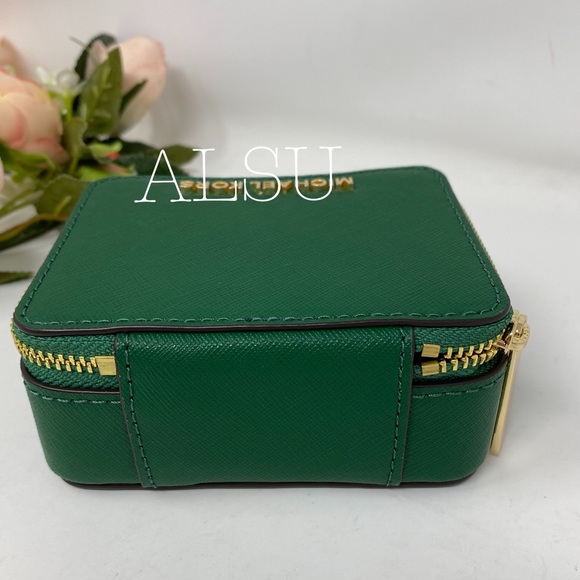 Michael Kors | Bags | Michael Kors Small Jewelry Case Box Leather Green ...